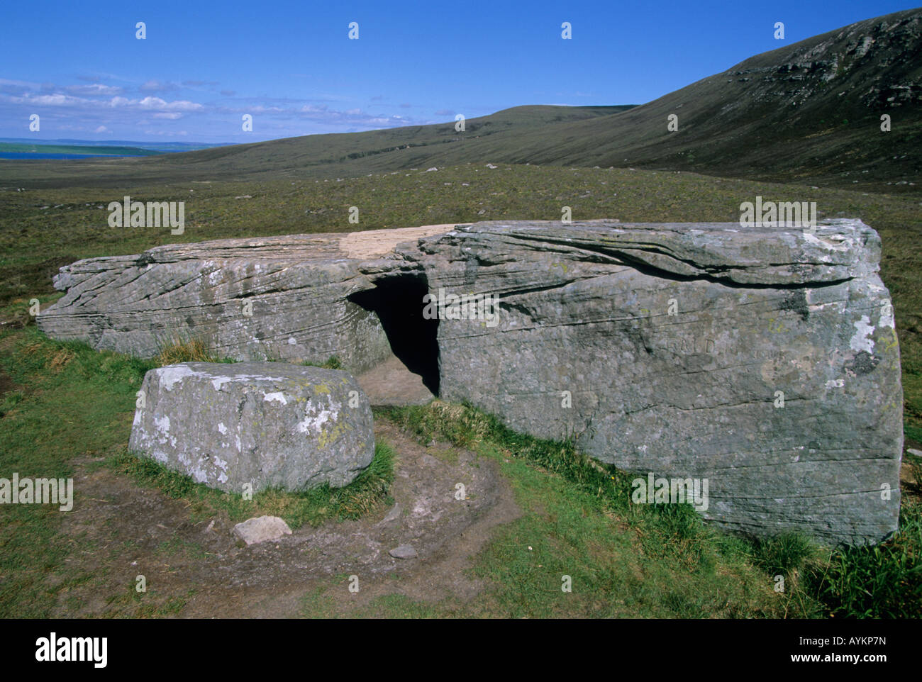 Scotland, Orkney Islands, Isle of Hoy, Dwarfie Stane, neolithic stone ...