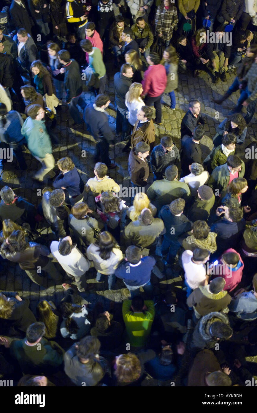 Crowd of people waiting for the processions on Good Friday dawn ...