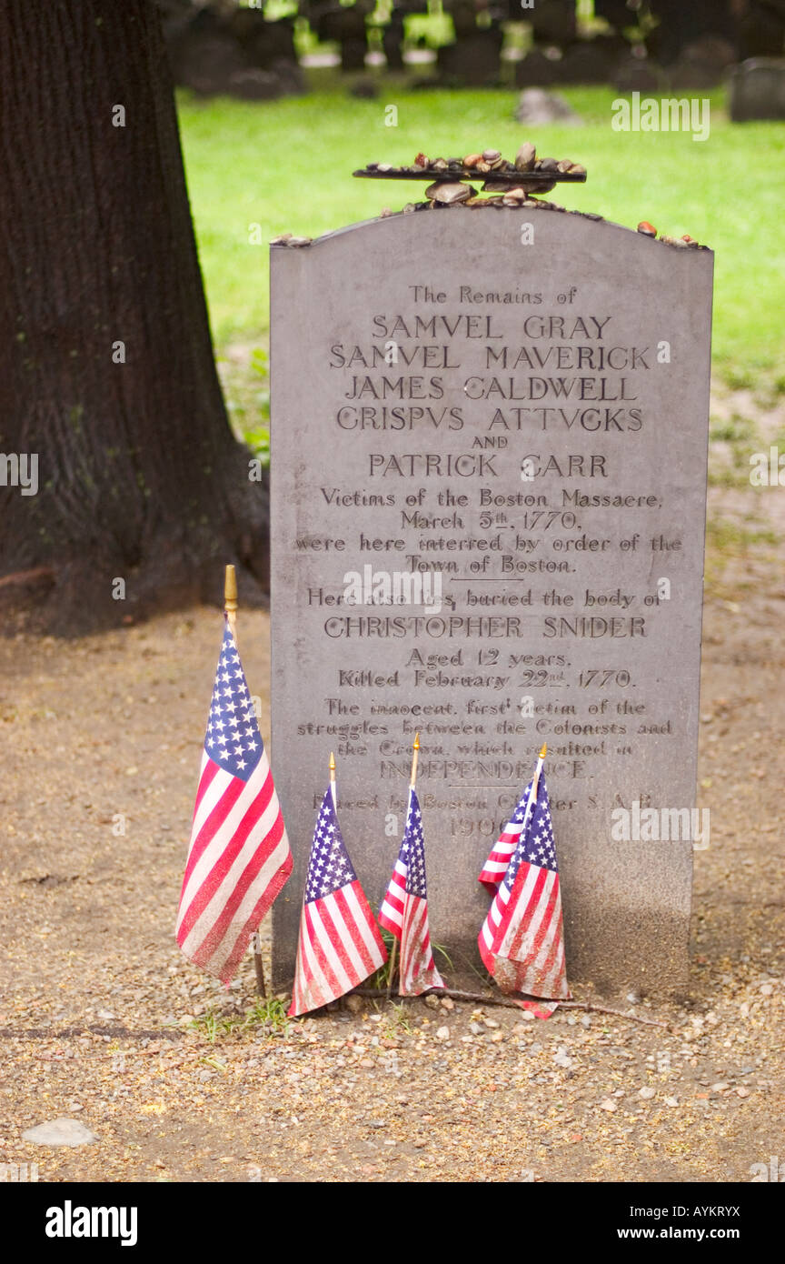 Headstone of Boston Massacre victims in a Boston, Massachusetts ...