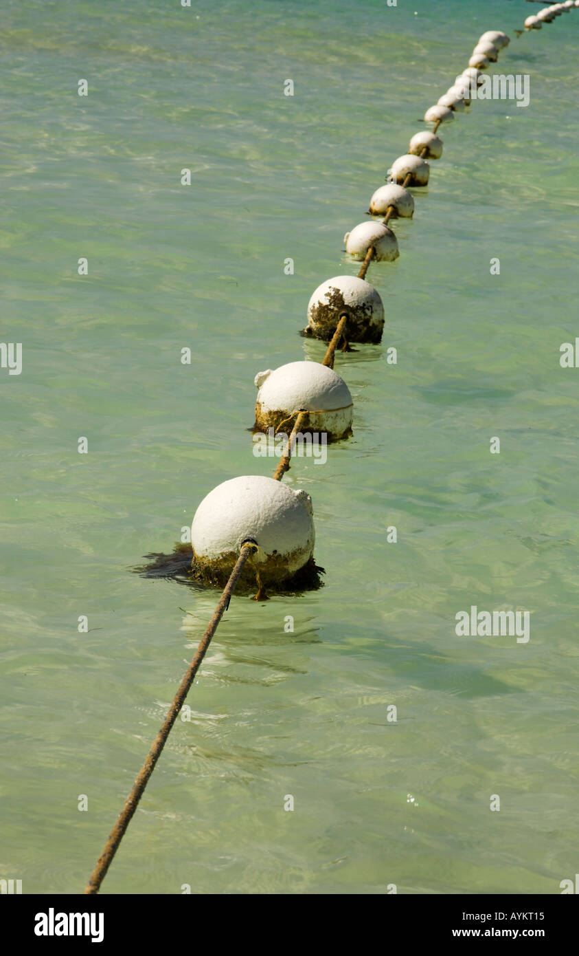 Floats protecting a swimming zone on a beach in Cancun, Mexico (Sept ...