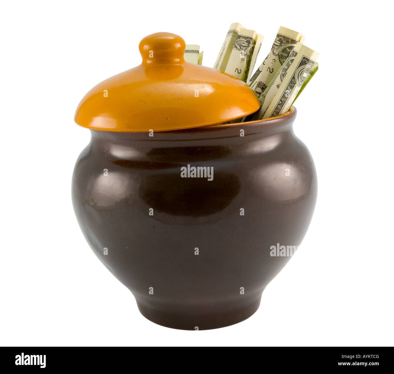 the US dollars in ceramics pot isolated with clipping path Stock Photo ...