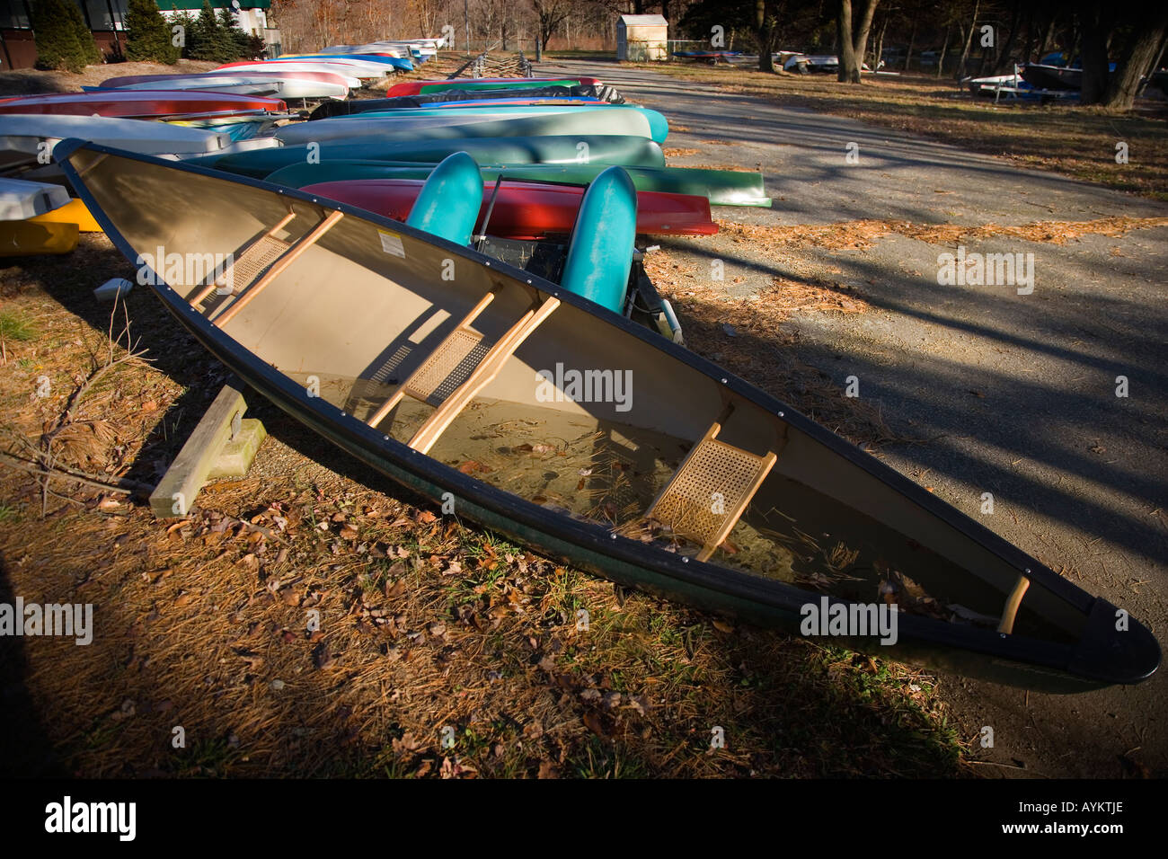 Water collecting in a canoe Stock Photo - Alamy