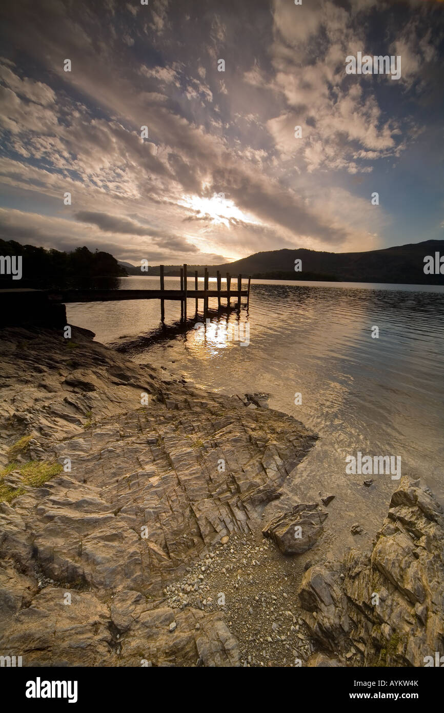 Sunrise Over Derwent Water Landing Stage Stock Photo - Alamy