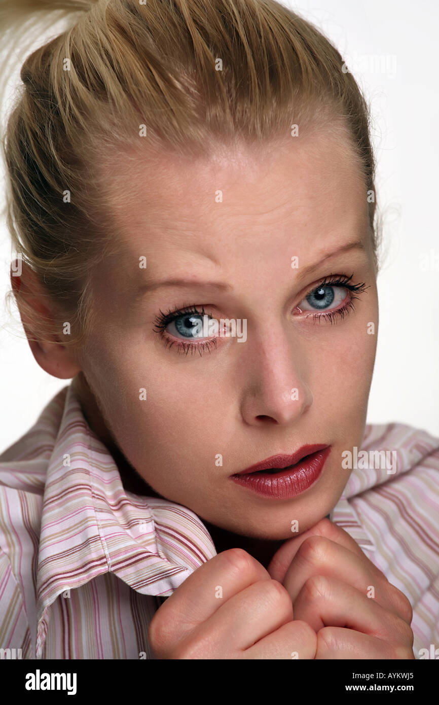 Woman nervous worried in hi-res stock photography and images - Alamy