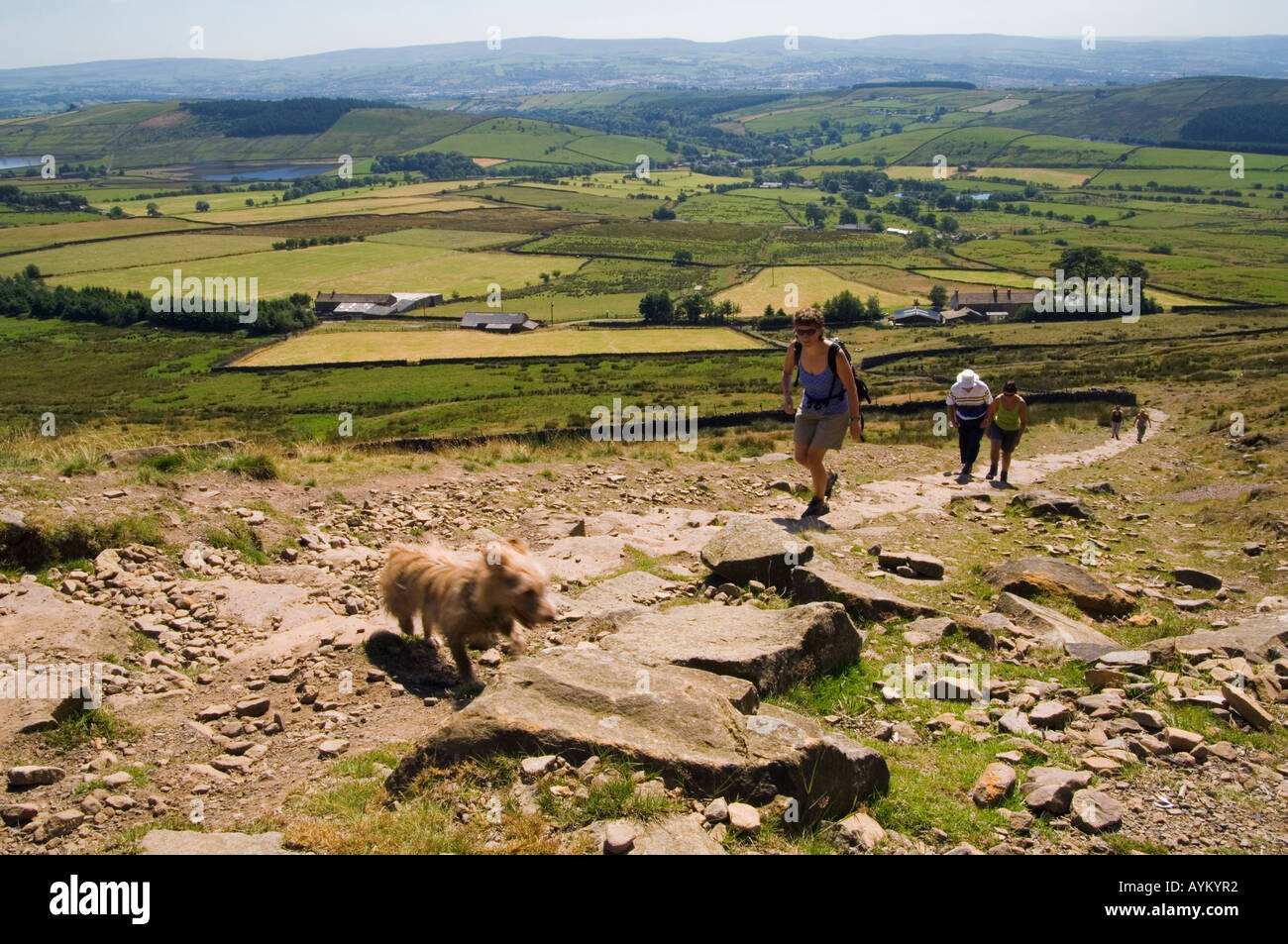 Walkers on Pendle Hill Pendle Lancashire Stock Photo - Alamy
