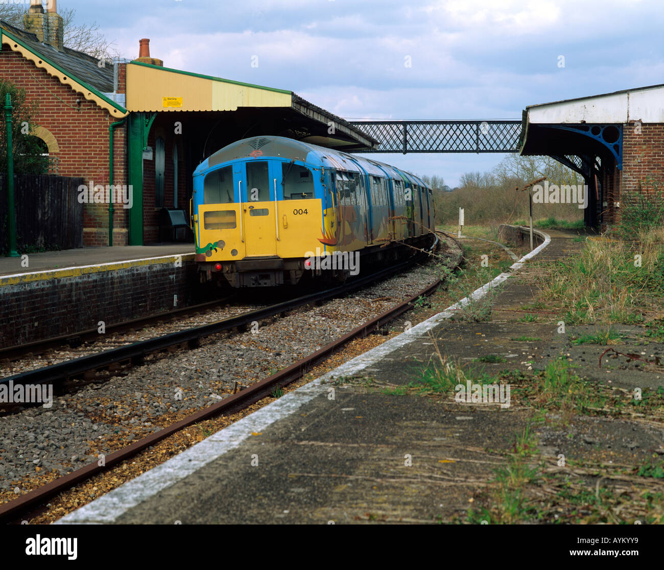 isle of wight railway train stopped at brading station sandown isle of ...