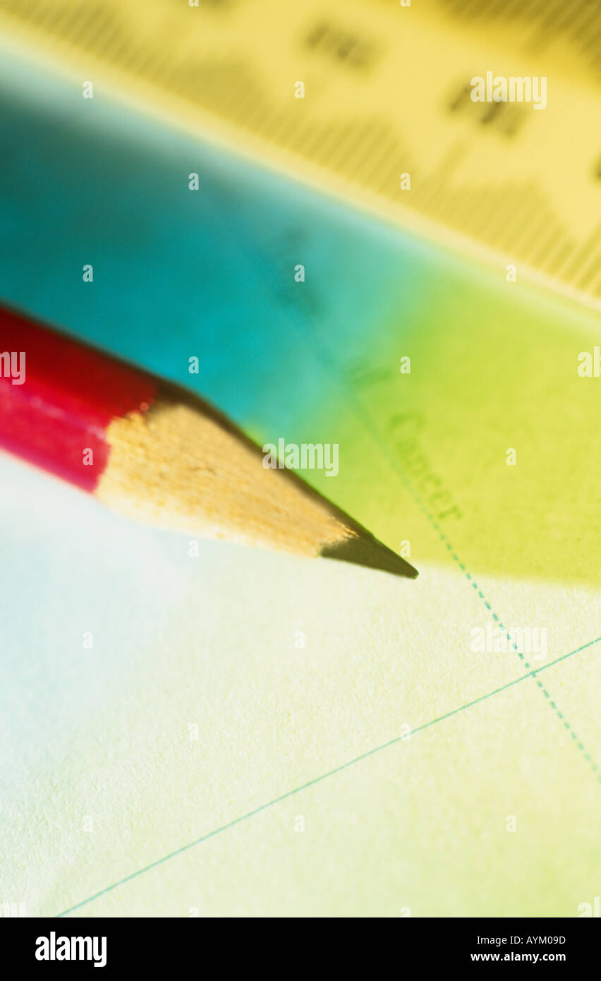 Pencil and ruler Stock Photo - Alamy