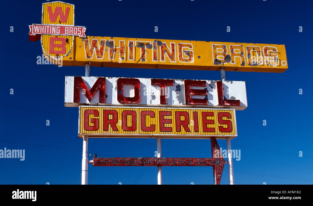 Whiting Bros signs on Route 66 McCarty's Stock Photo - Alamy