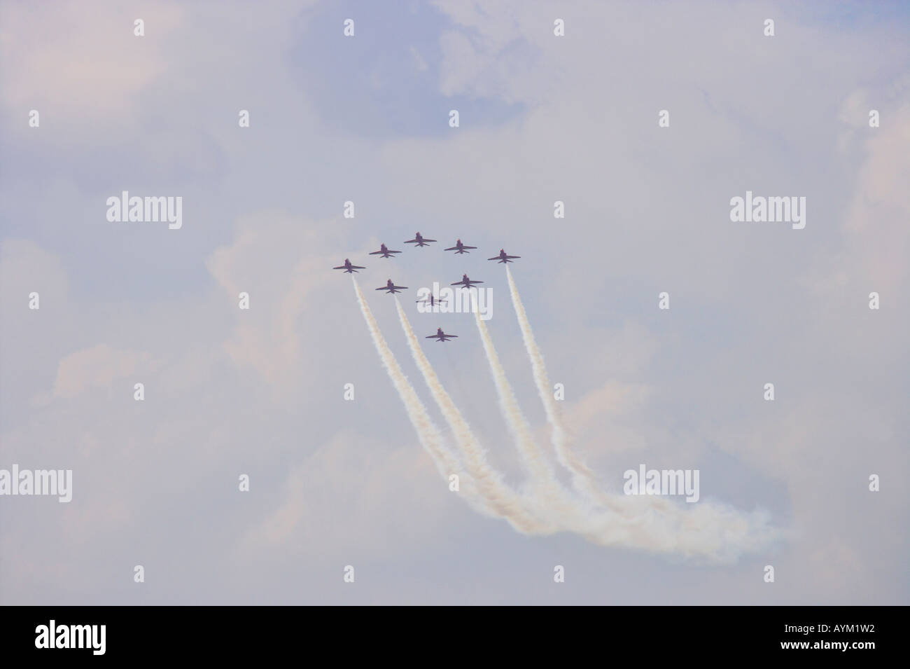 Red Arrows climbing in formation Stock Photo - Alamy