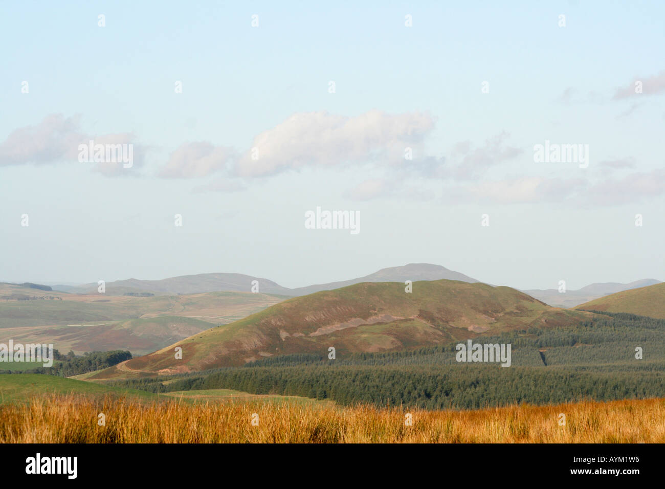 View of Scotland seen from the border crossing at Carter Bar on the A68 ...