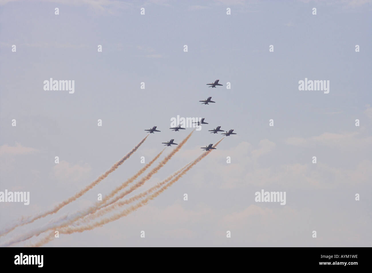 Red Arrows climbing in Concorde formation Stock Photo - Alamy