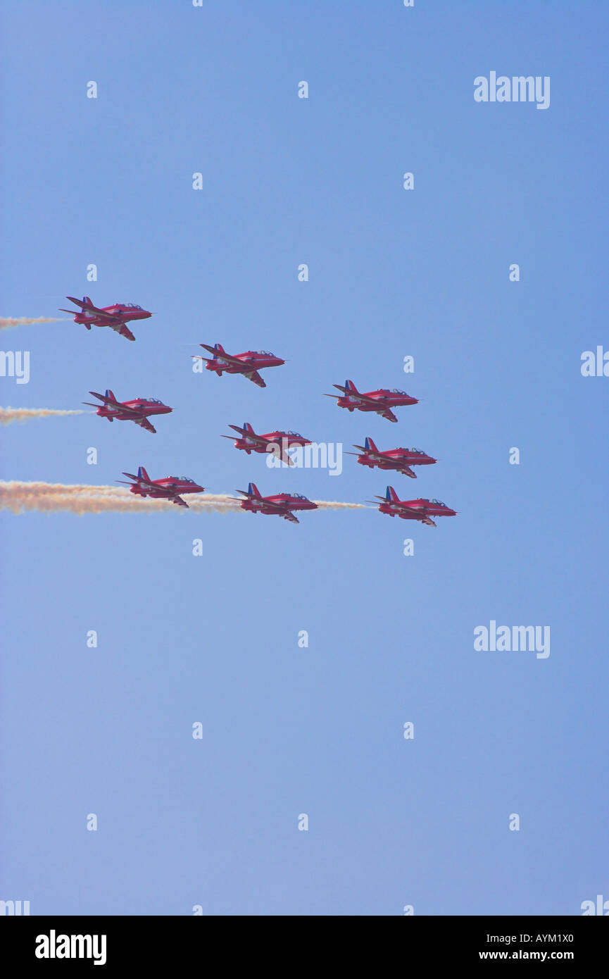 Red Arrows in short diamond nine formation Stock Photo - Alamy
