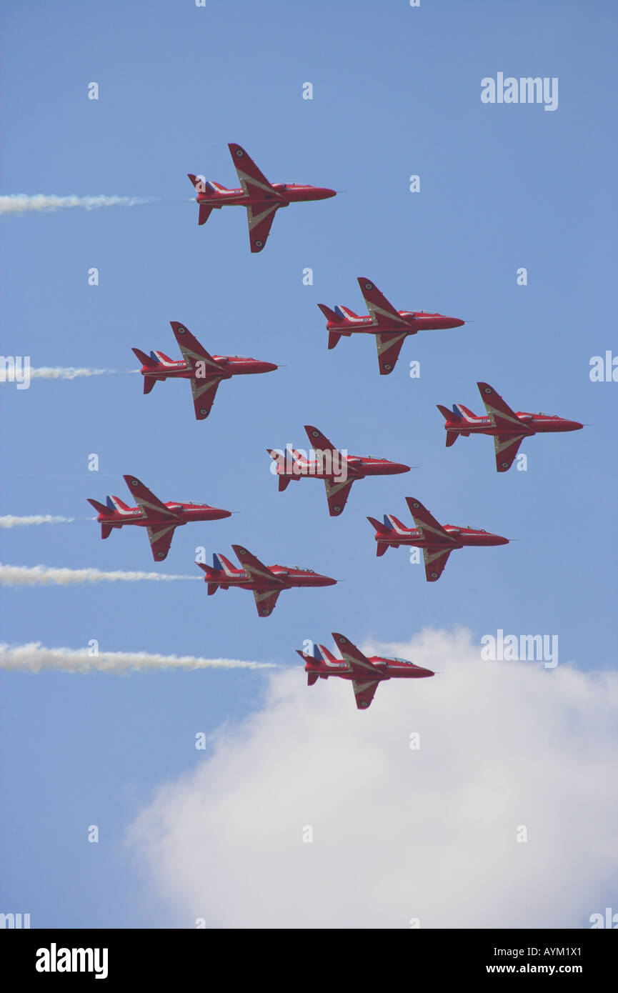 Red Arrows in short diamond nine formation Stock Photo - Alamy