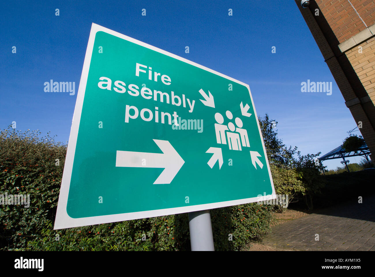 Fire assembly point sign Hilton Hotel Coventry England Stock Photo - Alamy