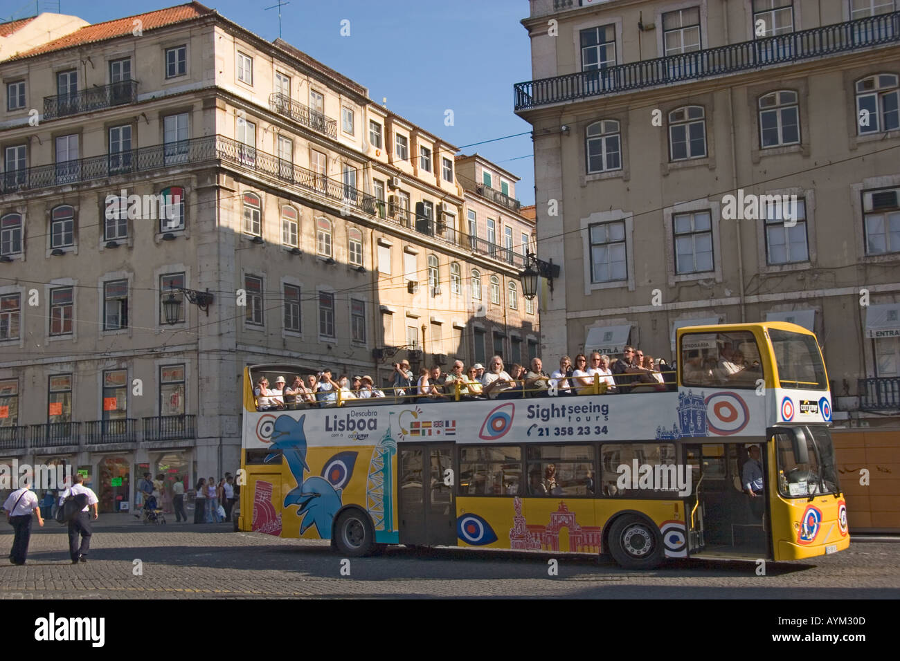 Lisbon Portugal Tour bus in city centre Stock Photo - Alamy