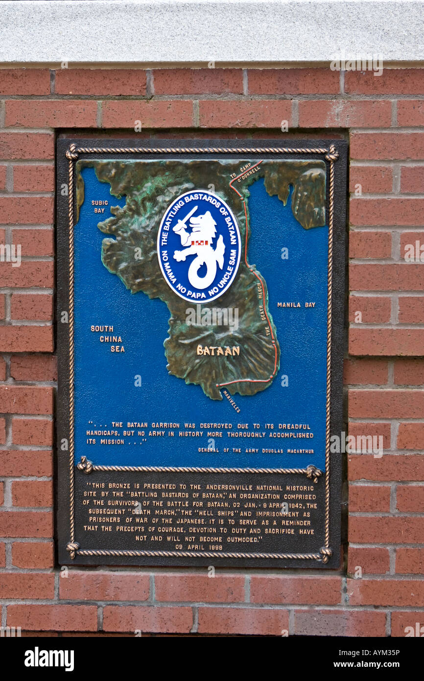 Bataan Prisoner of War Brass Memorial Plaque Stock Photo - Alamy