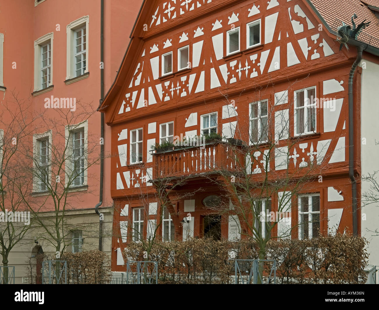 lane with old houses in medieval town of Bad Windsheim Franconia ...