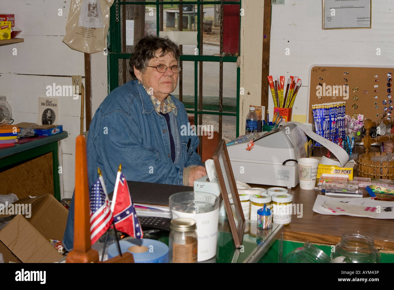Country Store Clerk at Sales Counter Stock Photo - Alamy