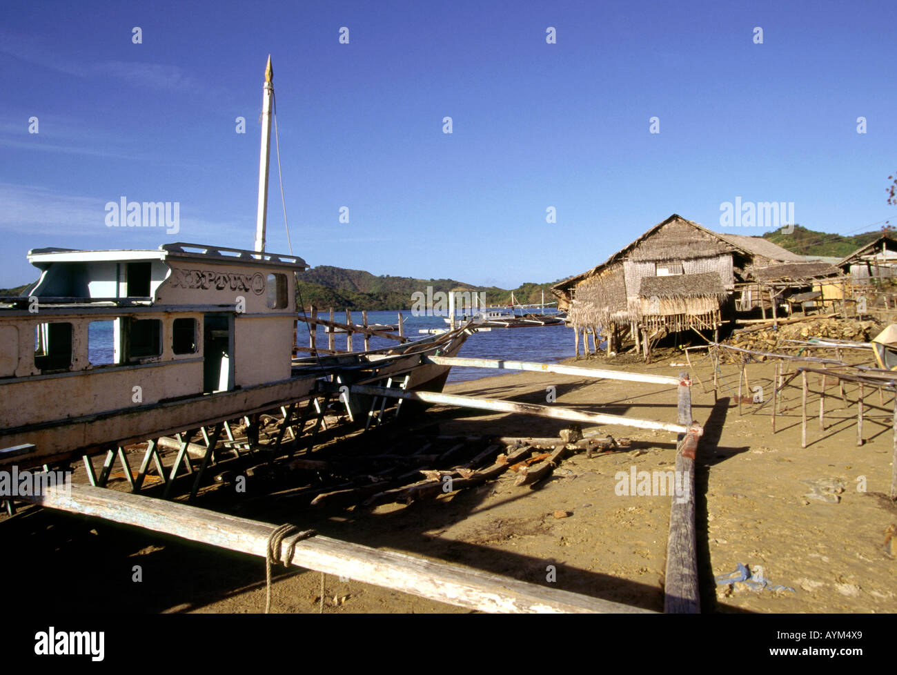 Philippines Palawan Dumaran Island boat on beach Stock Photo - Alamy