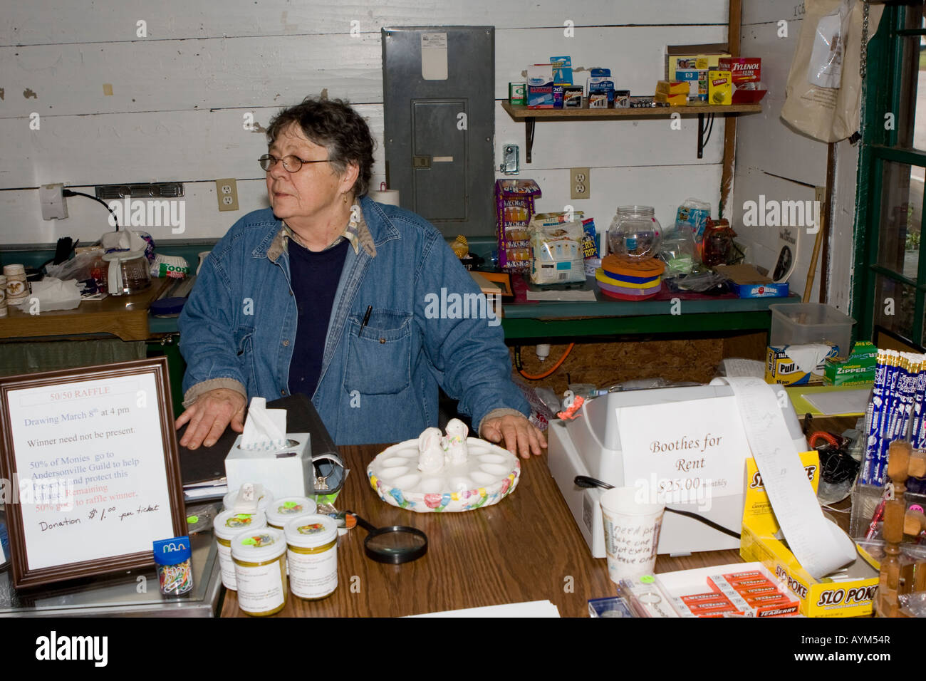 Country Store Clerk at Sales Counter Stock Photo - Alamy