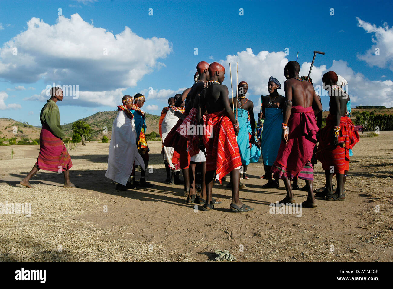 Samburu men in Maralal Kenya gather for a traditional dance Stock Photo ...