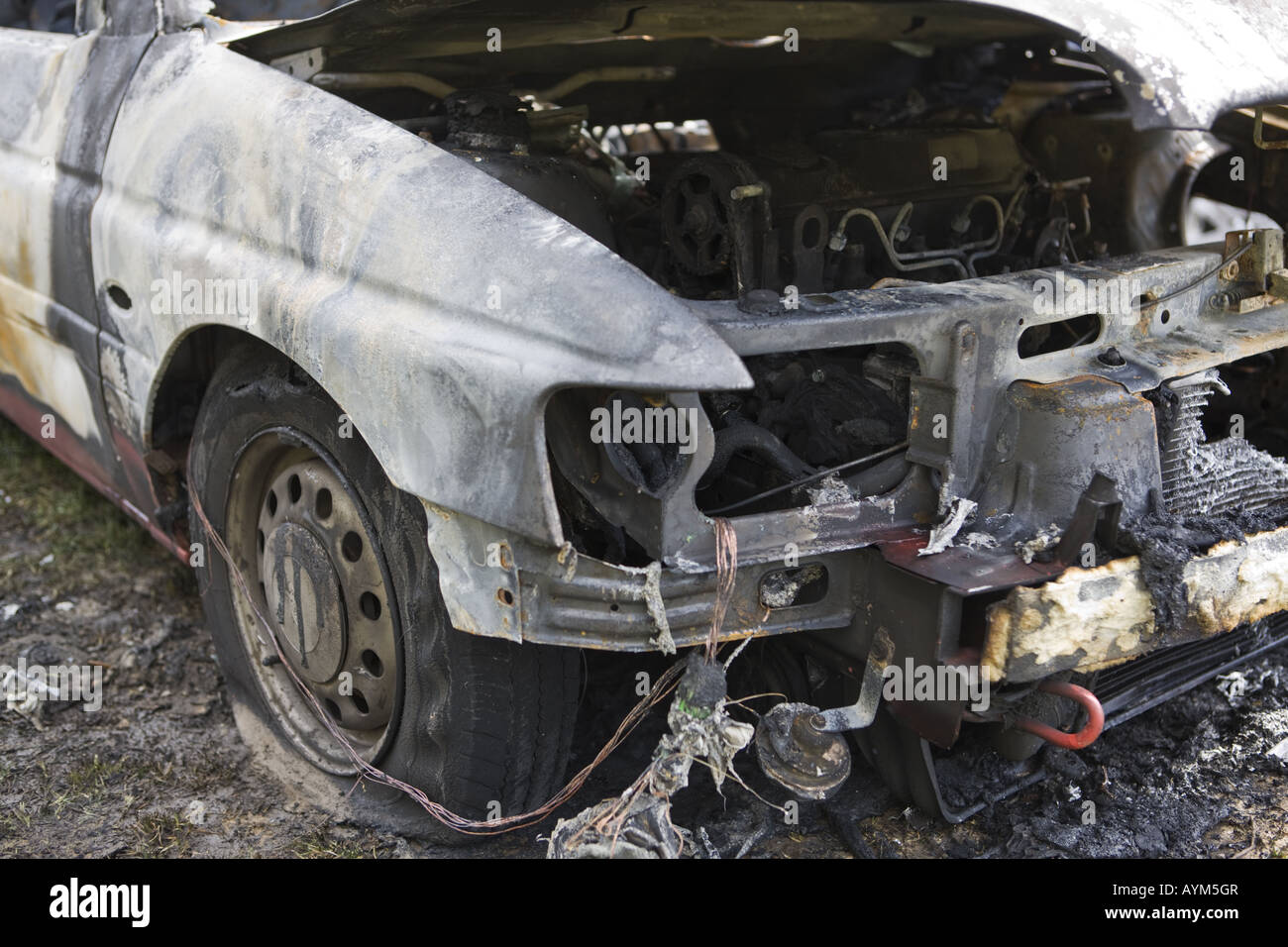 Burnt Out Wreck Stock Photo - Alamy
