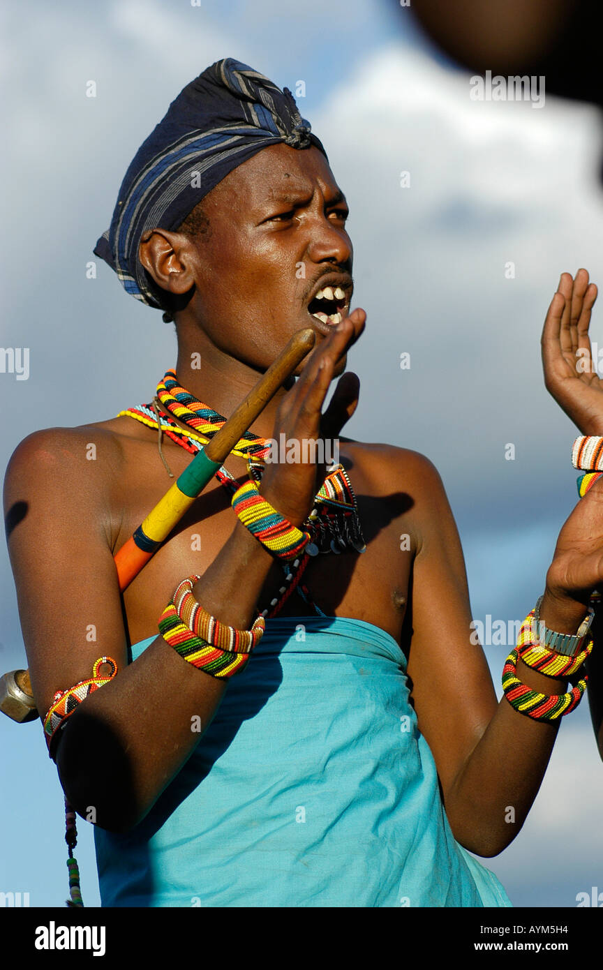 Samburu man during a traditional dance Stock Photo - Alamy