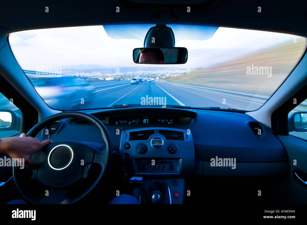 Inside car view at high speed Stock Photo - Alamy