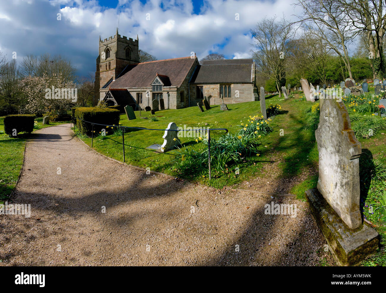 churchyard beoley church warwickshire midlands Stock Photo - Alamy