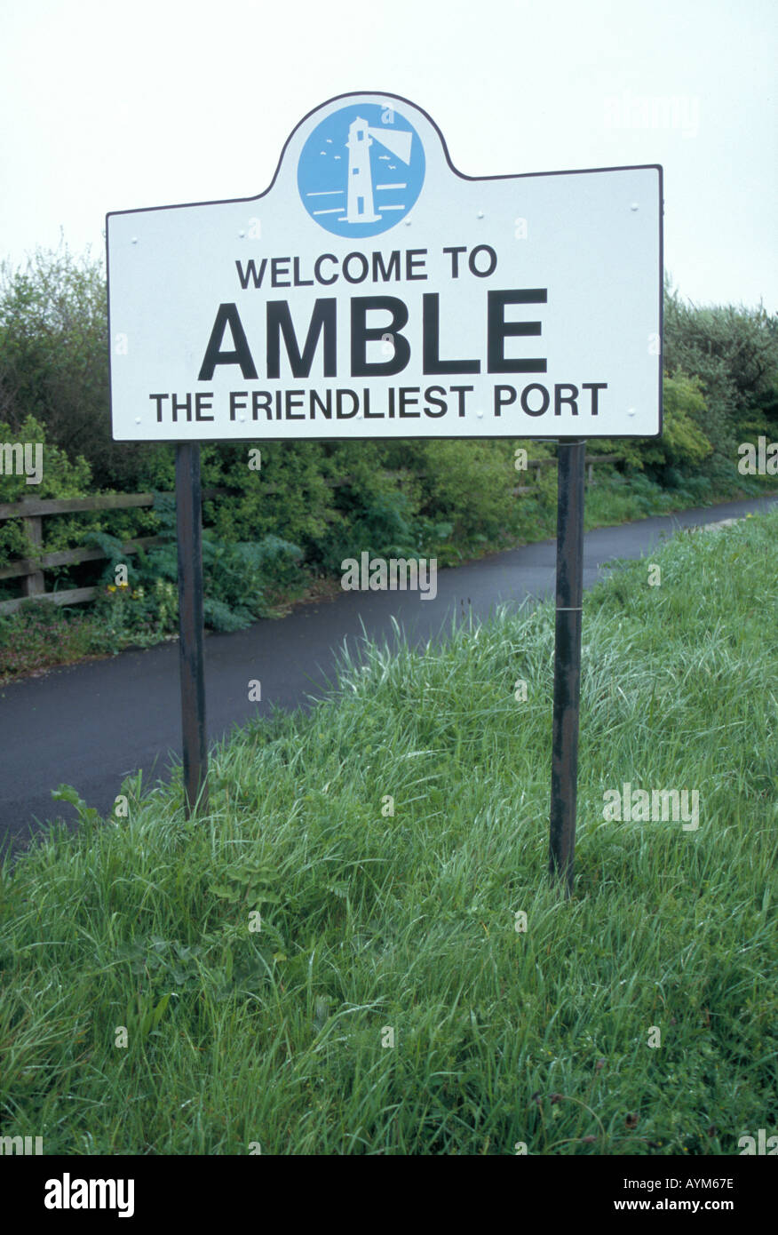 Amble Port Sign Northumberland North East United kingdom UK Stock Photo ...