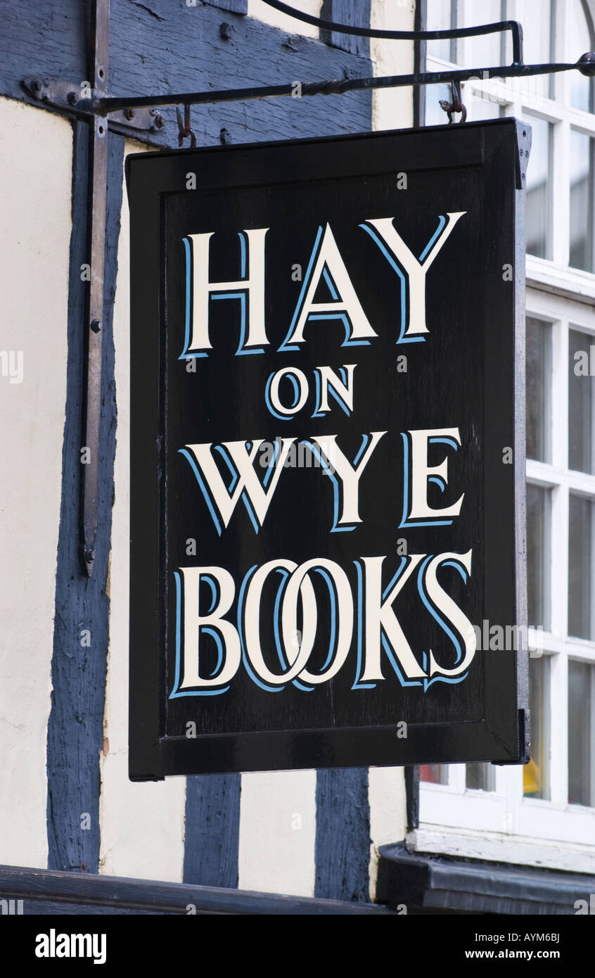 Hay on Wye Books sign Hay on Wye Powys Wales UK EU Stock Photo - Alamy