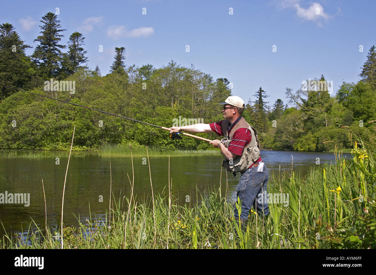 Fly Fishing on Cong River Ashford Castle Cong Co Mayo Ireland Stock ...