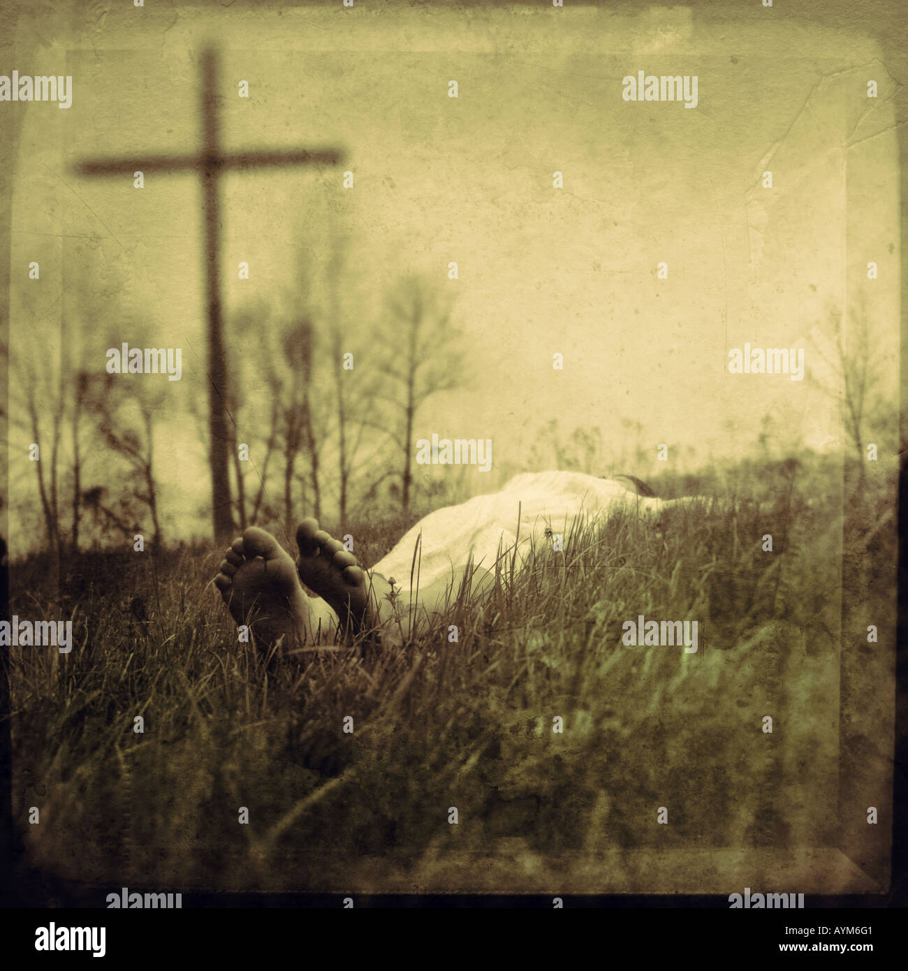 Reclining wooden cross hi-res stock photography and images - Alamy