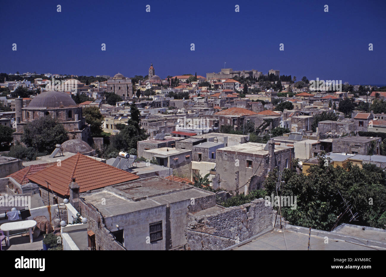 GREECE Rooftop view of Rhodes Town on the island of Rhodes Stock Photo ...