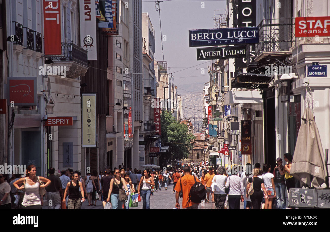 ATHENS Shopping on Ermou Stock Photo - Alamy