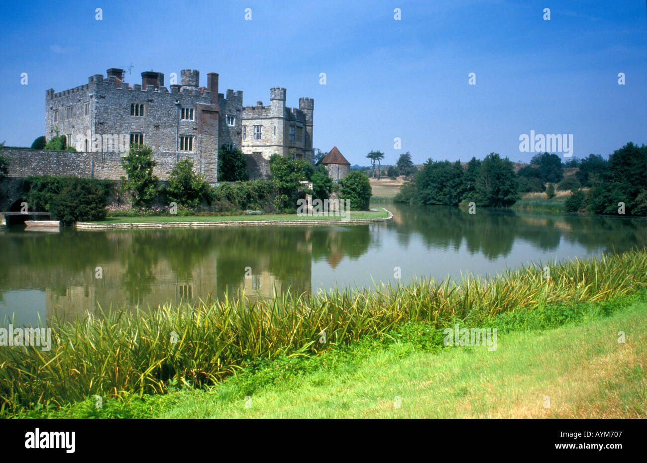 Moat at Leeds Castle in Maidstone in Kent United Kingdom UK England ...