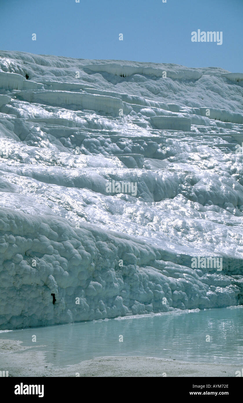 Calcium carbonate deposits of Pamukkale in Turkey near the ancient city ...