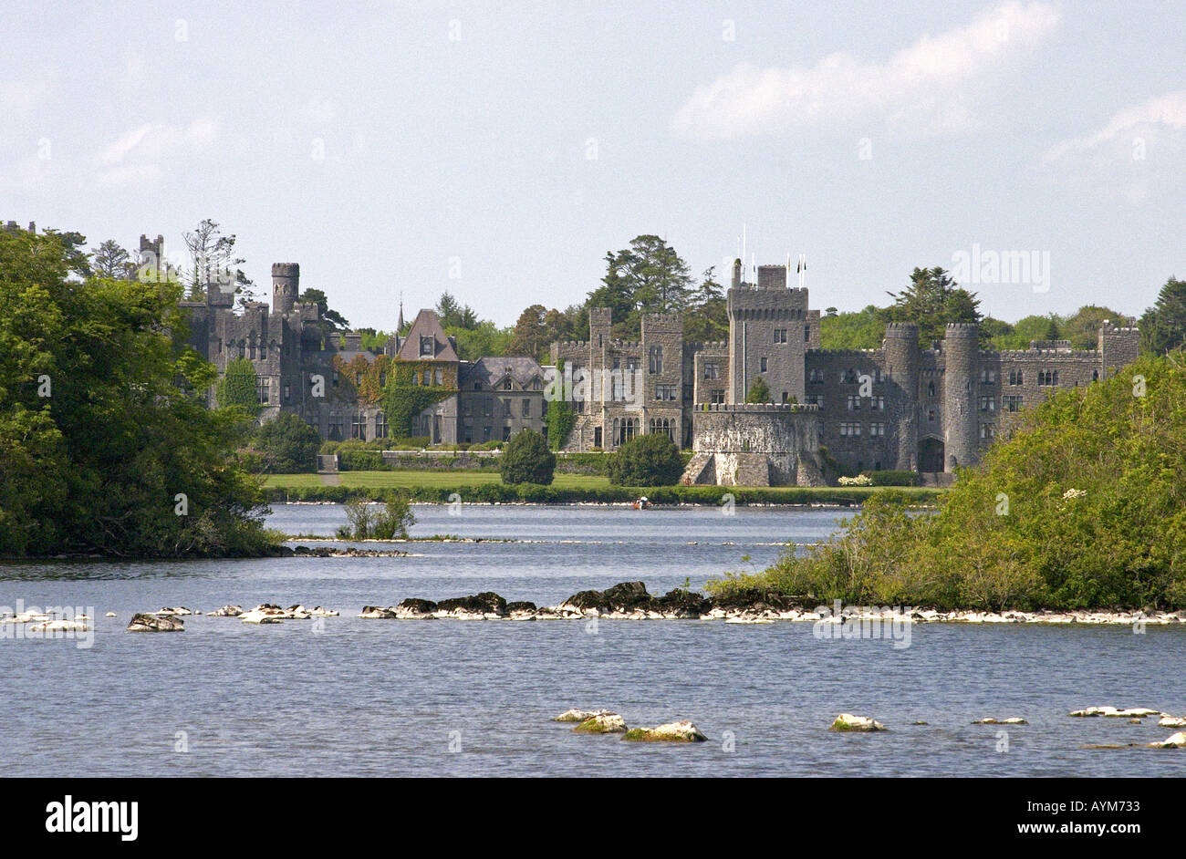 Ashford Castle from across Lough Corrib Cong Co Mayo Ireland Stock ...