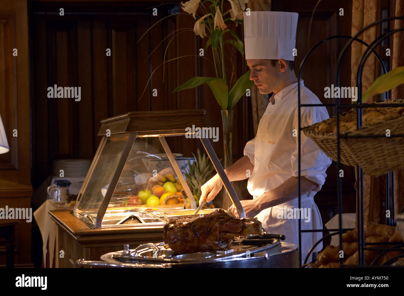 Hotel chef serving food Ashford Castle Cong Co Mayo Ireland Stock Photo ...