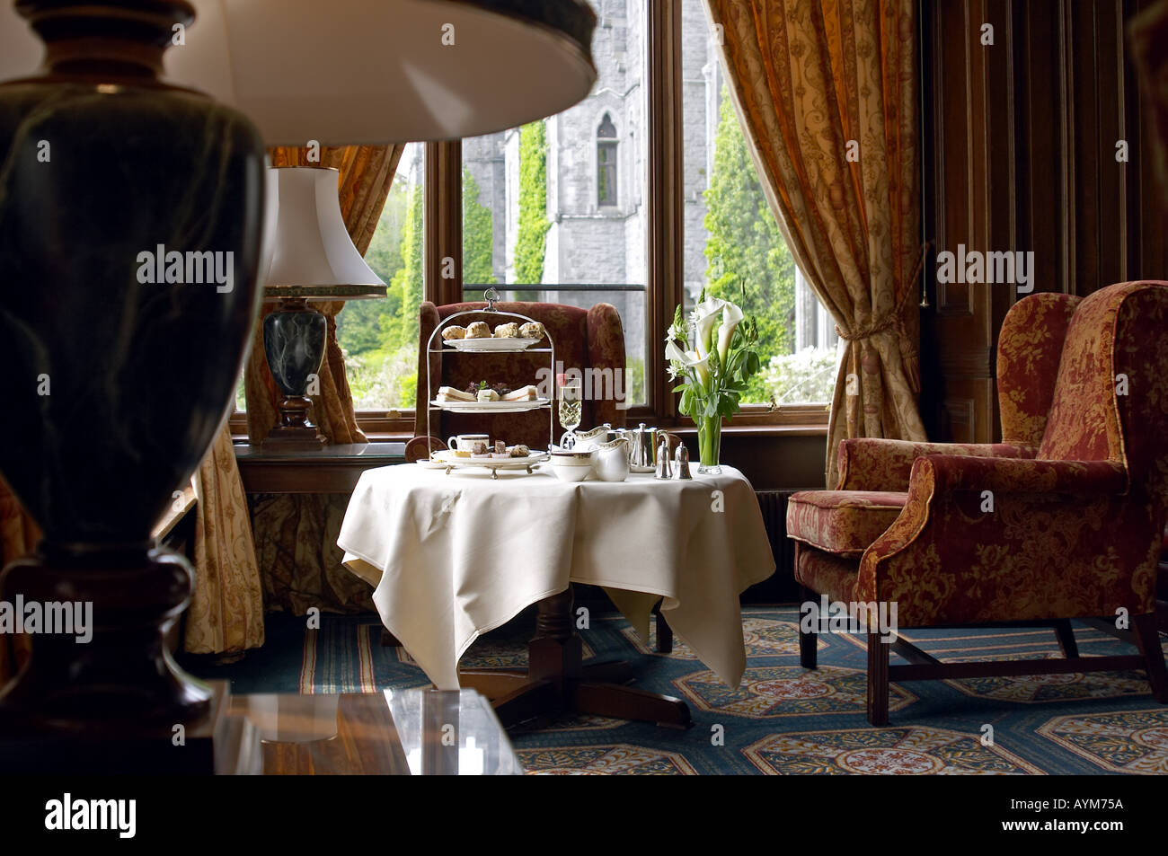 Afternoon tea in luxurious setting Ashford Castle Cong Co Mayo Ireland ...