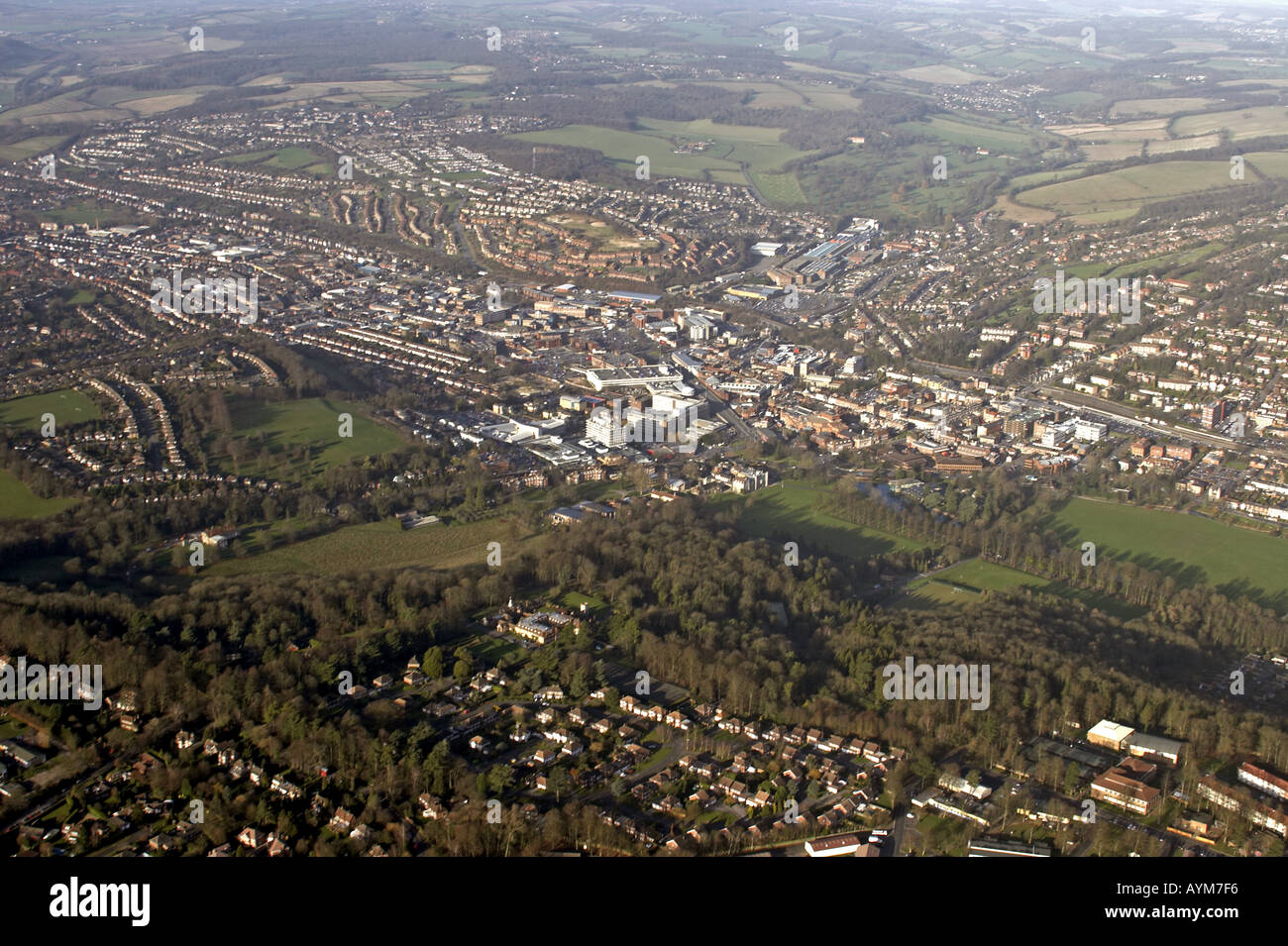 Aerial view of High Wycombe town Buckinghamshire England Stock Photo ...