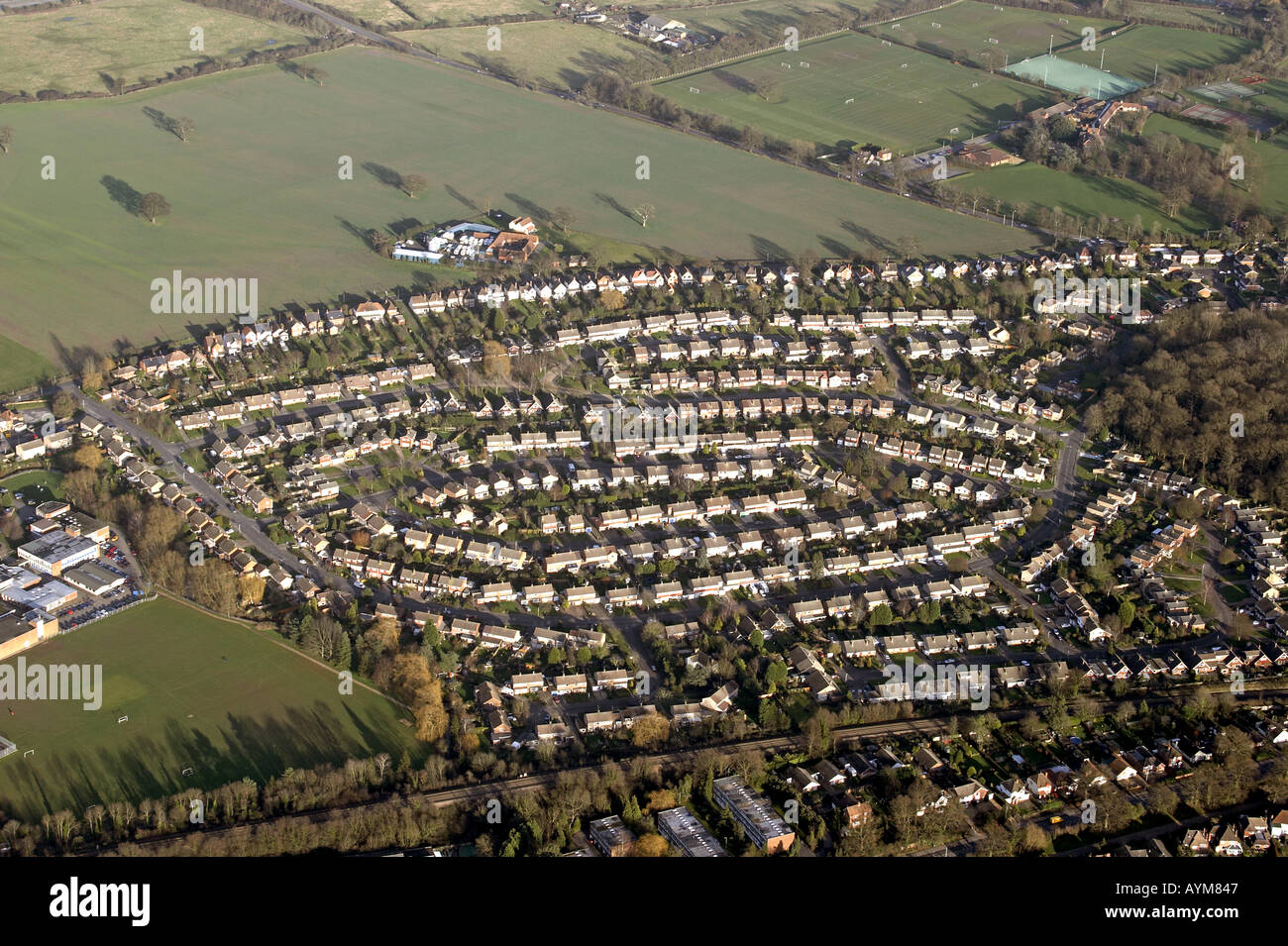 Aerial view of Wokingham suburb Berkshire England UK Stock Photo - Alamy