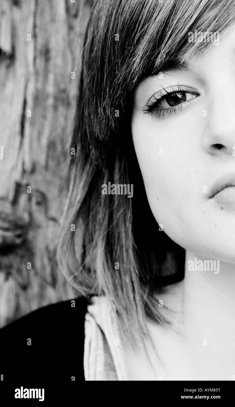 Half face portrait in black and white Stock Photo - Alamy