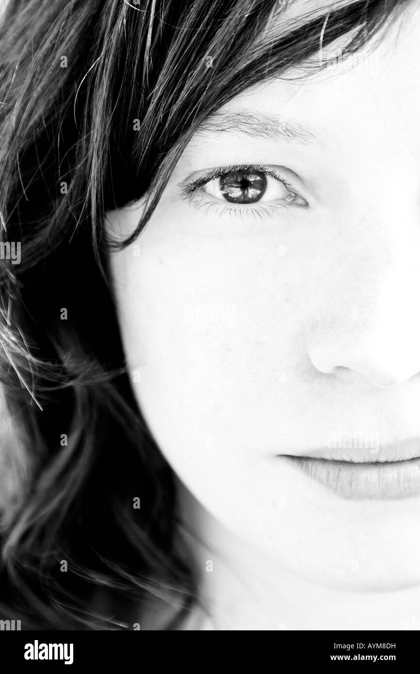 Black and white woman portrait in high key Stock Photo - Alamy