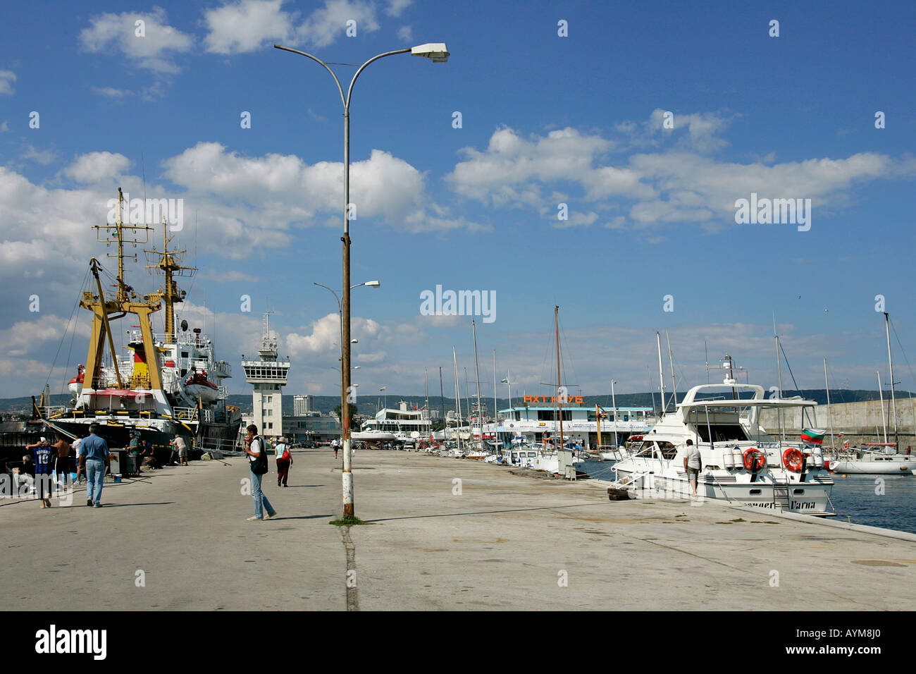 Varna dock lighthouse port harbor bay pier beach ship cargo shore black ...