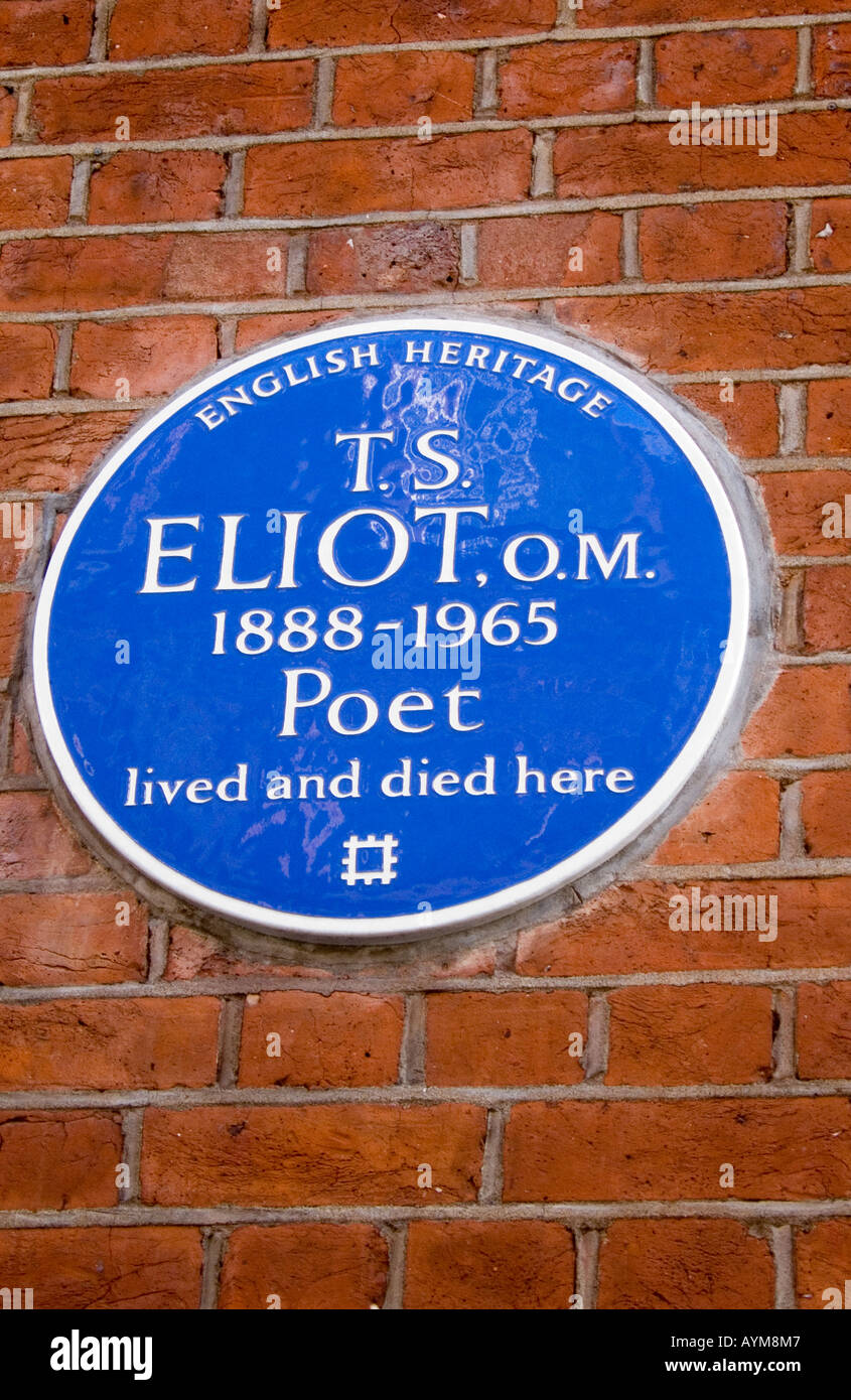 Blue Plaque commemorating Kensington home of T.S. Eliot, London ...