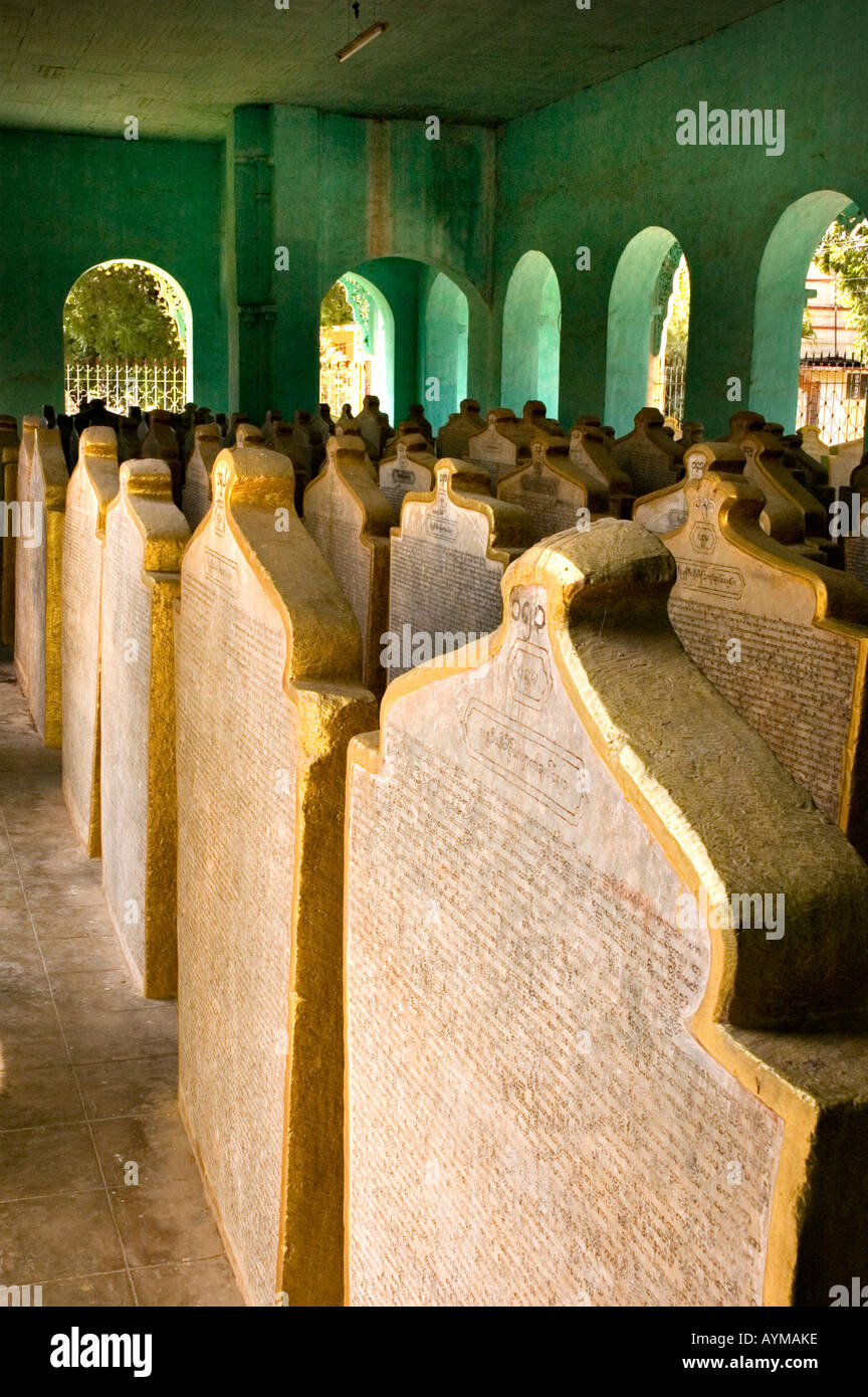 Stock photograph of stone slabs inscribed with Buddhist scripture at ...