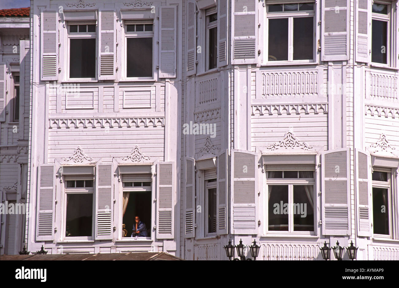 ISTANBUL, TURKEY. A traditional wooden yali on the European shore of ...