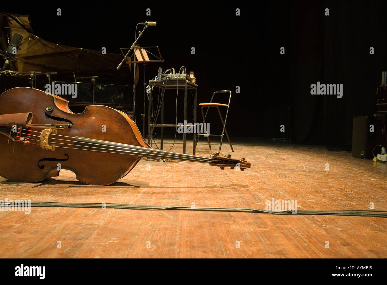 instruments on the stage of a theater before a jazz concert Stock Photo ...