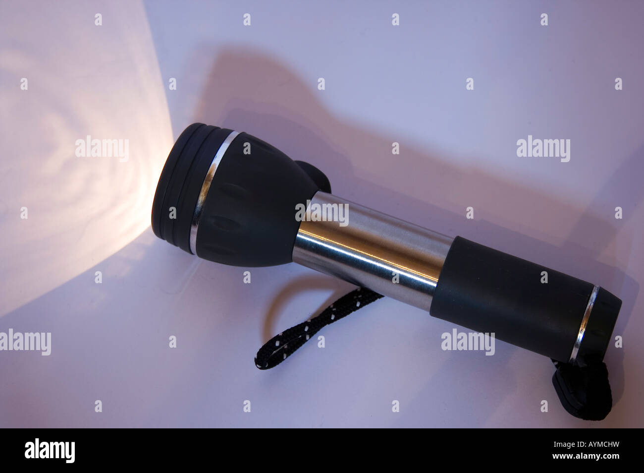 Flashlight glowing, close up shot Stock Photo - Alamy
